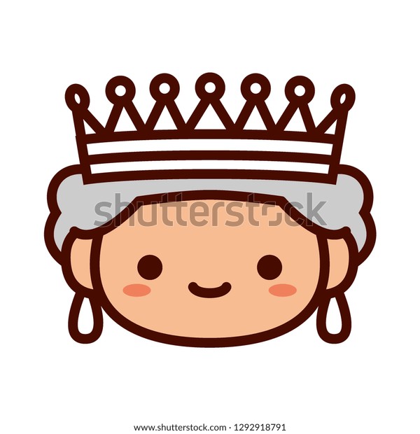 Vector Cartoon Queen Emoji Icon Isolated Stock Vector (Royalty Free ...