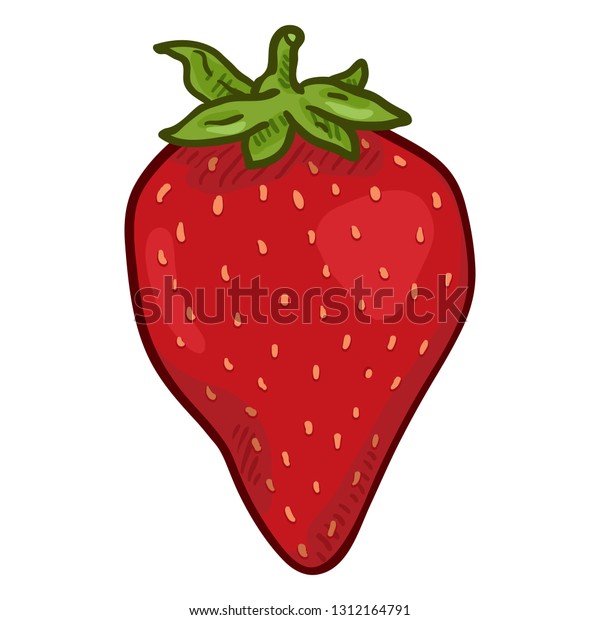 Vector Cartoon Red Strawberry Stock Vector (Royalty Free) 1312164791 ...
