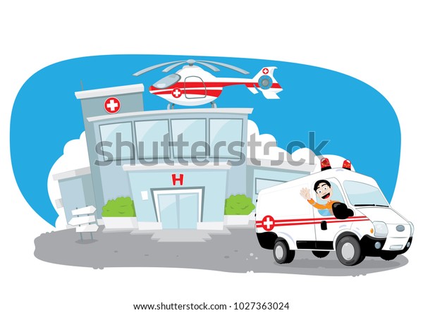 Vector Cartoon Representing Funny Hospital Building Stock Vector ...