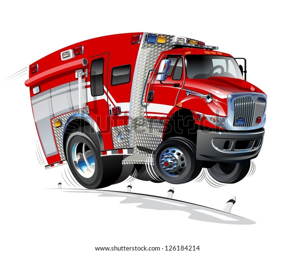 Vector Cartoon Rescue Truck Stock Vector (Royalty Free) 126184214