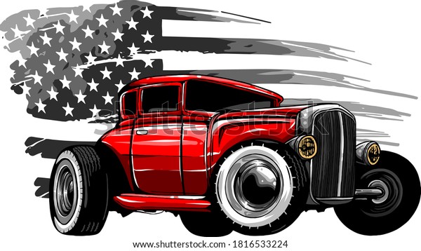 Vector Cartoon Retro Hot Rod Vector Stock Vector (Royalty Free ...
