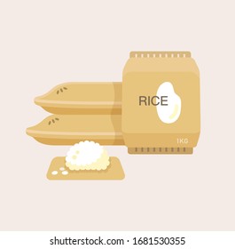 Vector Cartoon Rice Bag Starchy Food Stock Vector (Royalty Free ...