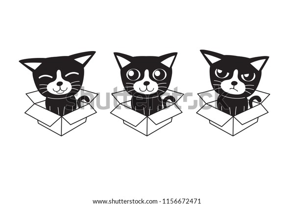 Vector Cartoon Set Cat Cardboard Box Stock Vector (Royalty Free ...