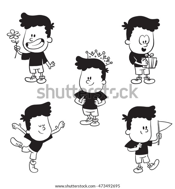 Vector Cartoon Set Cute Little Boys Stock Vector (Royalty Free ...