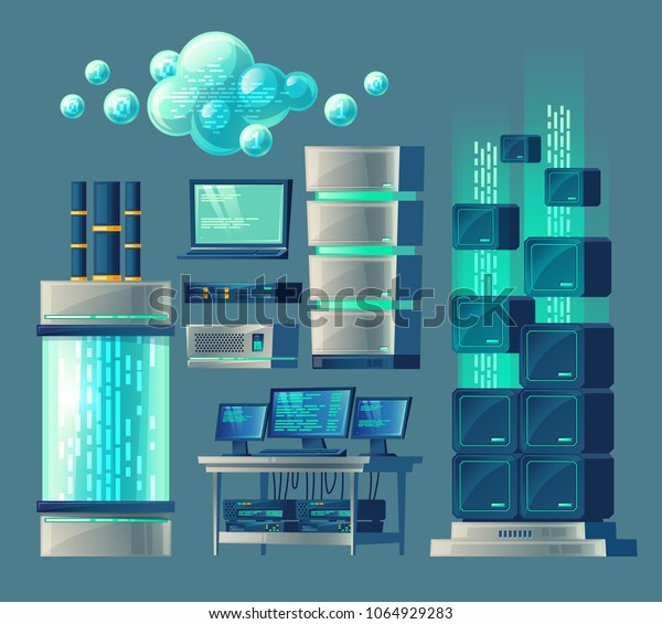 Vector Cartoon Set Equipment Devices Data Stock Vector (Royalty Free ...