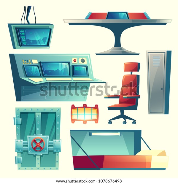 Vector Cartoon Set Equipment Underground Bunker Stok Vektör (Telifsiz ...