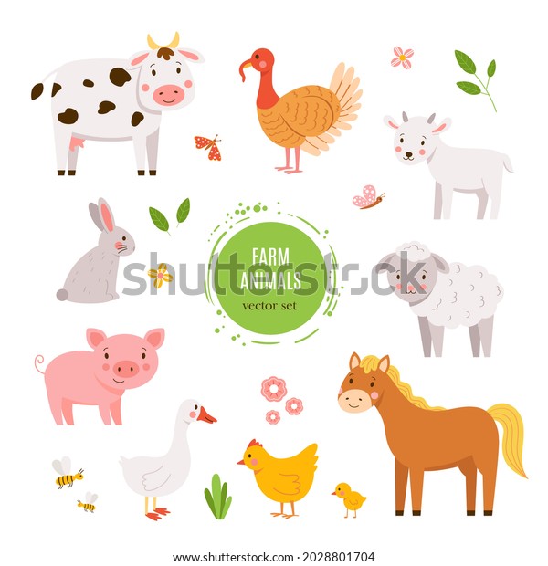 Vector Cartoon Set Farm Baby Animals Stock Vector (Royalty Free ...