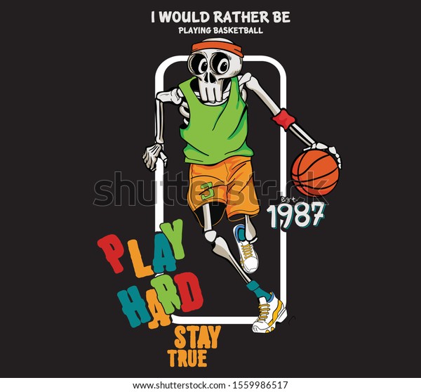 Vector Cartoon Skeleton Basketball Player Illustration Stock Vector ...