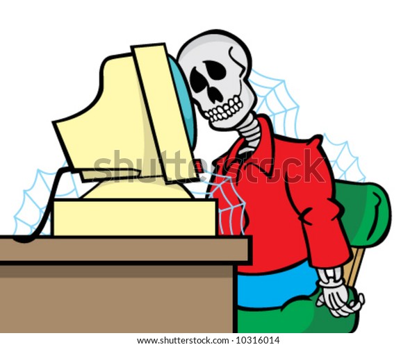 Vector Cartoon Skeleton Person Who Waited Stock Vector (Royalty Free ...
