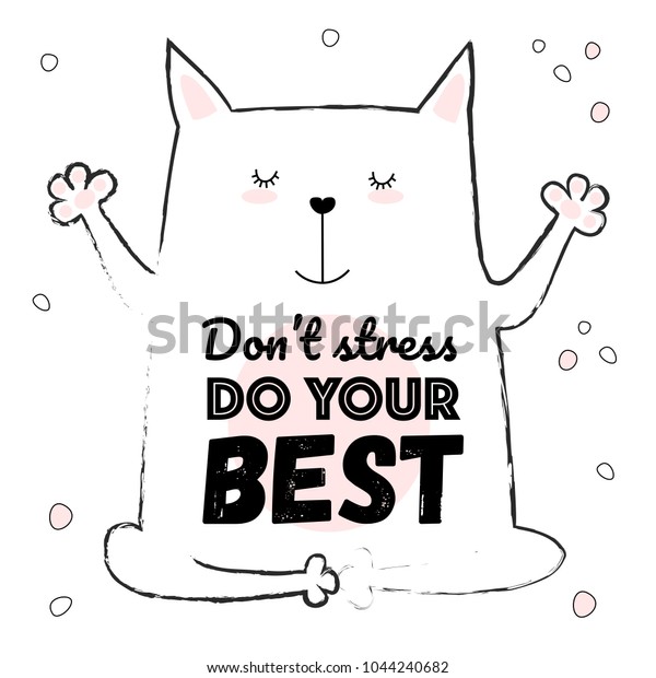 Vector Cartoon Sketch Cat Illustration Motivation Stock Vector (Royalty ...