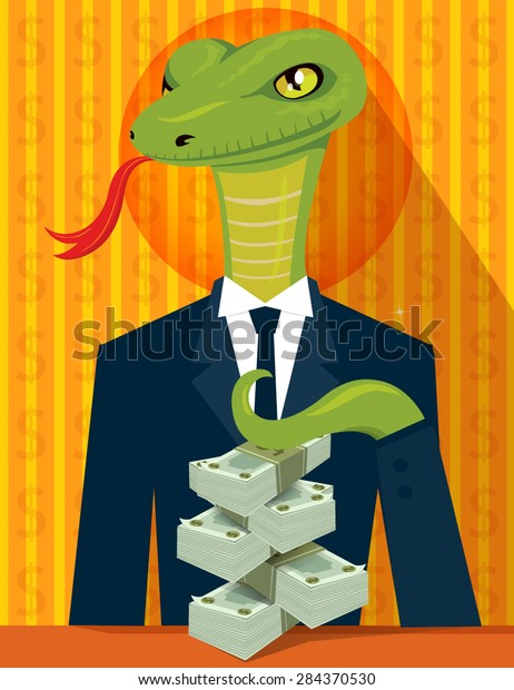 Vector Cartoon Sly Businessman Snake Man Stock Vector (Royalty Free ...