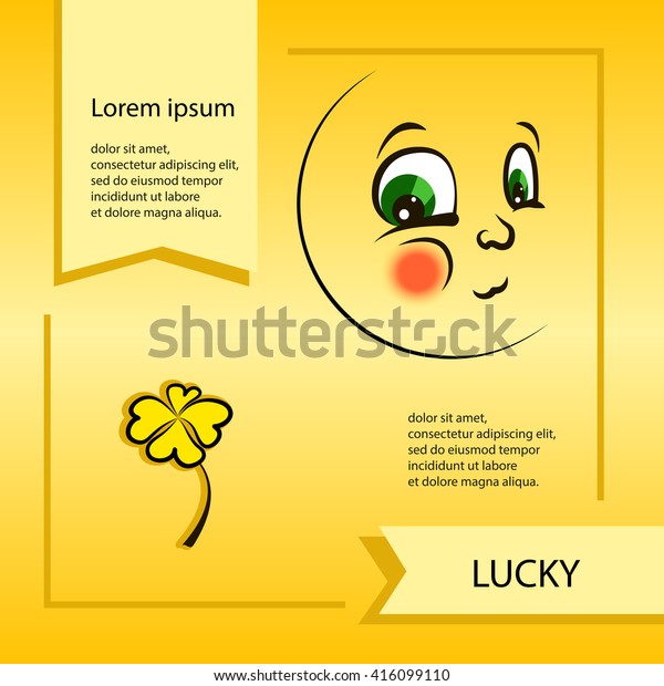 Vector cartoon smiley face. Emoticon lucky. Template for advertising ...