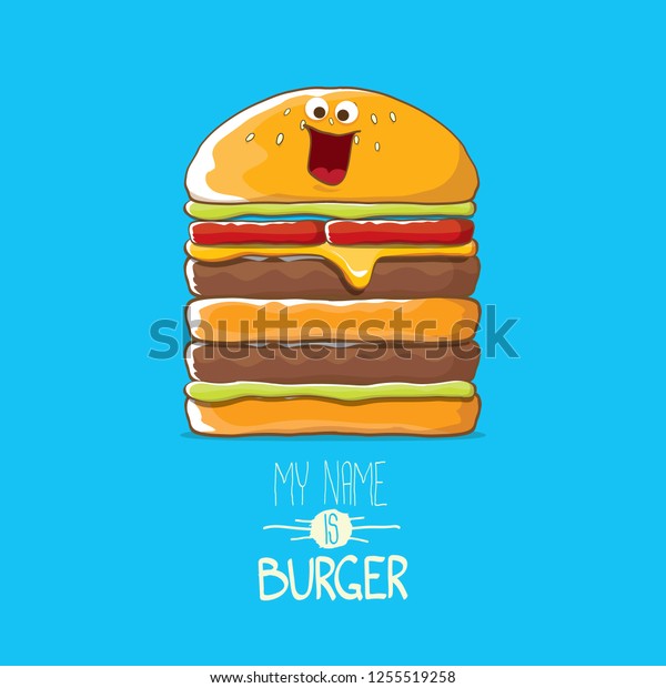 Vector Cartoon Smiling Big Burger Character Stock Vector (Royalty Free ...