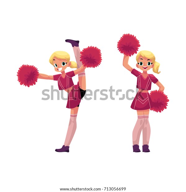 Vector Cartoon Smiling Cheerleader Blond Girl Stock Vector (Royalty ...