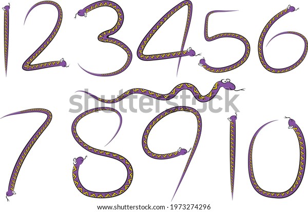 Vector Cartoon Snakes Numbers 1 10 Stock Vector (Royalty Free ...