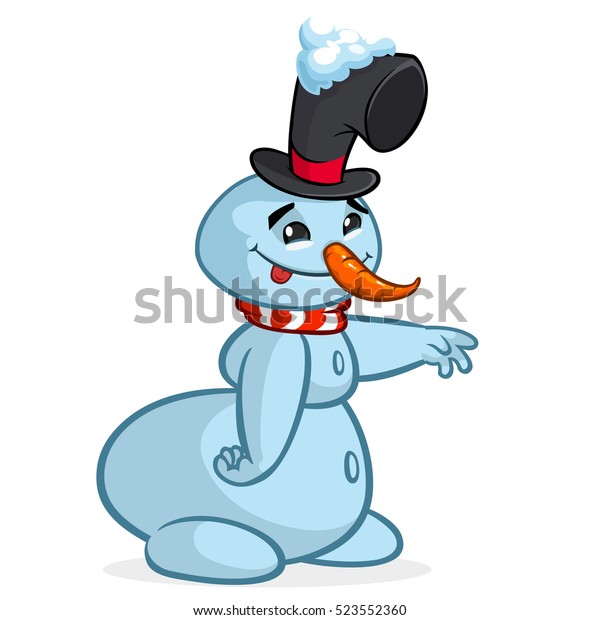 Vector Cartoon Snowman Pointing Hand Christmas Stock Vector (Royalty ...