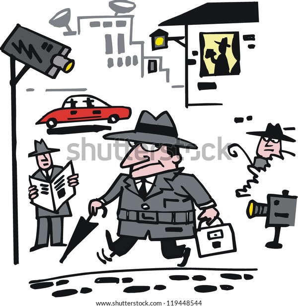 Vector Cartoon Spies Security Cameras Stock Vector (Royalty Free) 119448544