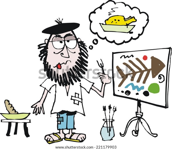 Vector Cartoon Starving Artist Abstract Painting Stock Vector (Royalty ...