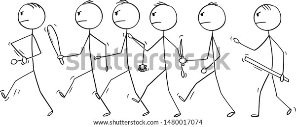Vector cartoon stick figure drawing conceptual illustration of group of ...