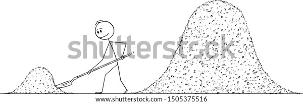 Vector cartoon stick figure drawing conceptual illustration of man or ...