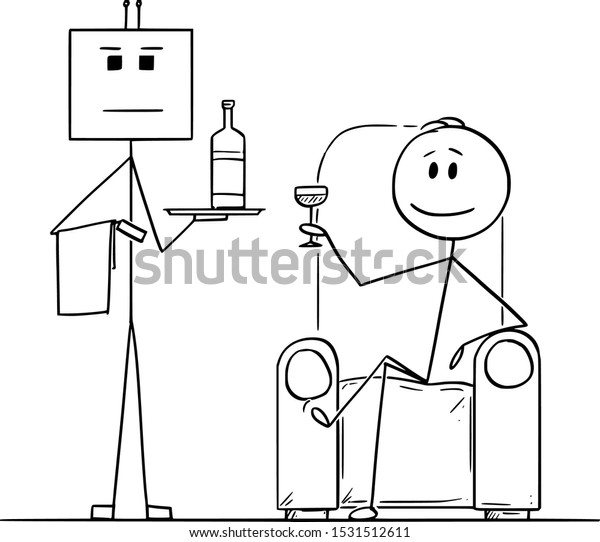 Vector cartoon stick figure drawing conceptual illustration of rich man ...