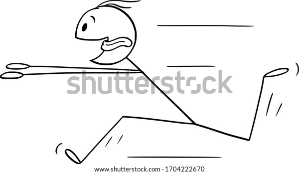 Vector cartoon stick figure drawing conceptual illustration of eager or ...
