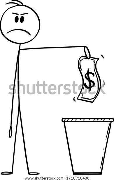 Vector cartoon stick figure drawing conceptual illustration of man or ...