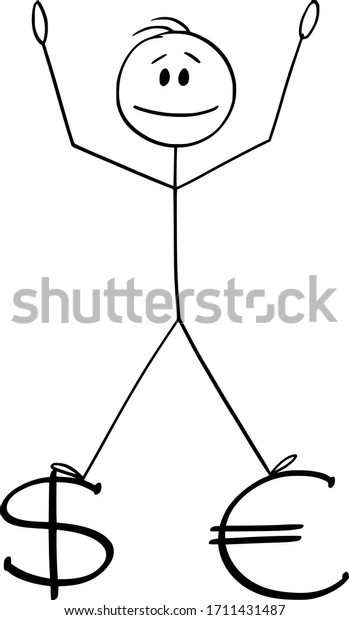 Vector cartoon stick figure drawing conceptual illustration of man or ...