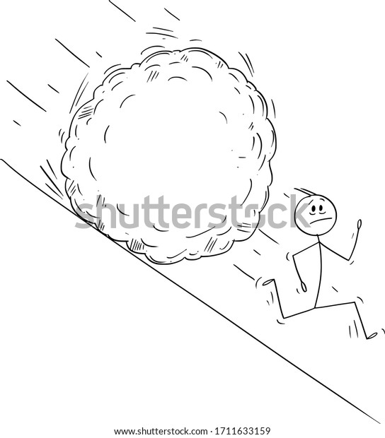 Vector cartoon stick figure drawing conceptual illustration of stressed ...