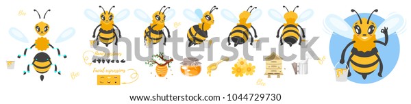 Vector Cartoon Style Bee Cute Character Stock Vector (Royalty Free ...