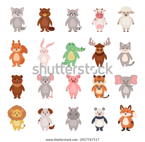 Vector Cartoon Style Big Set Animals Stock Vector (Royalty Free ...