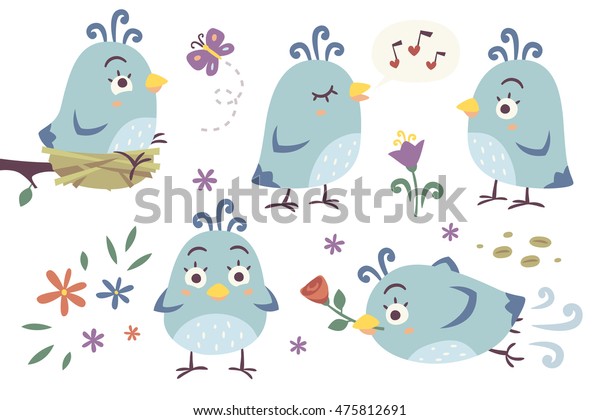 Vector Cartoon Style Birds Set Stock Vector (Royalty Free) 475812691 ...