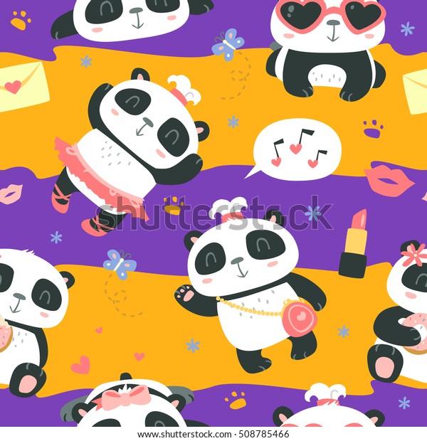 Vector Cartoon Style Cute Girl Panda Stock Vector Royalty Free 508785466