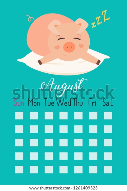 Vector Cartoon Style Illustration August Cute Stock Vector (Royalty ...