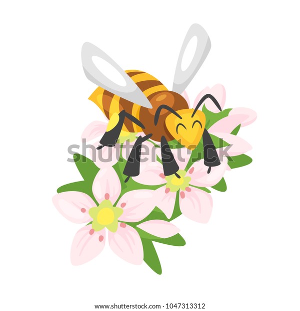 Vector Cartoon Style Illustration Bee Sitting Stock Vector (Royalty ...