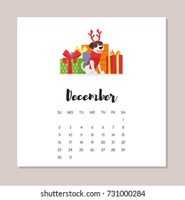 Vector Cartoon Style Illustration December Dog Stock Vector (Royalty ...