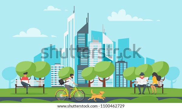 Vector Cartoon Style Illustration Park City Stock Vector (Royalty Free ...