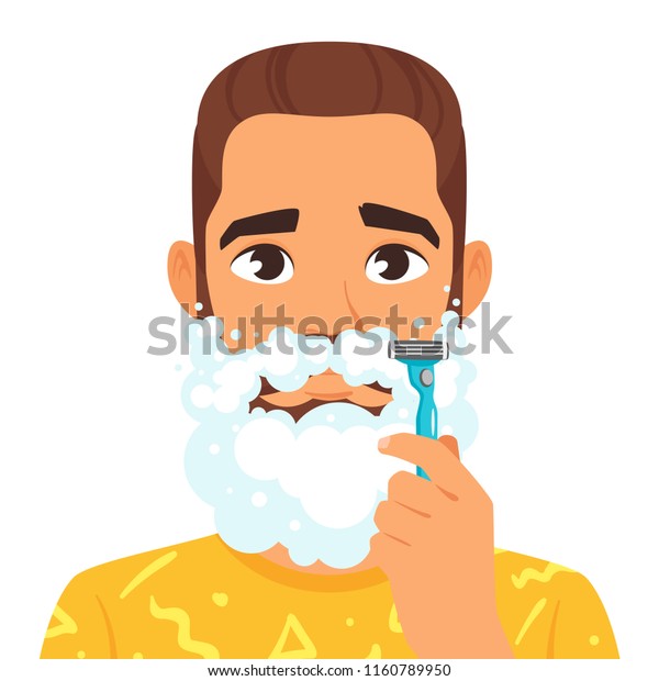 Vector Cartoon Style Illustration Shaving Man Stock Vector (Royalty ...