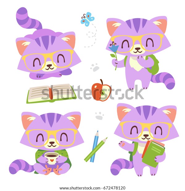 Vector Cartoon Style Kawaii Nerd Cat Stock Vector (Royalty Free ...