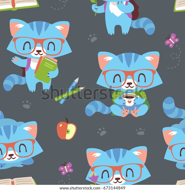 Vector Cartoon Style Kawaii Nerd Cat Stock Vector (Royalty Free ...
