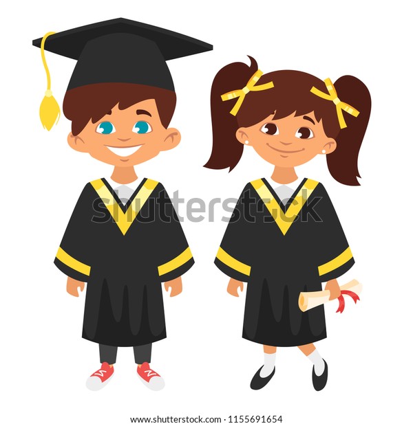 Vector Cartoon Style Kids Characters Graduation Stock Vector (Royalty ...