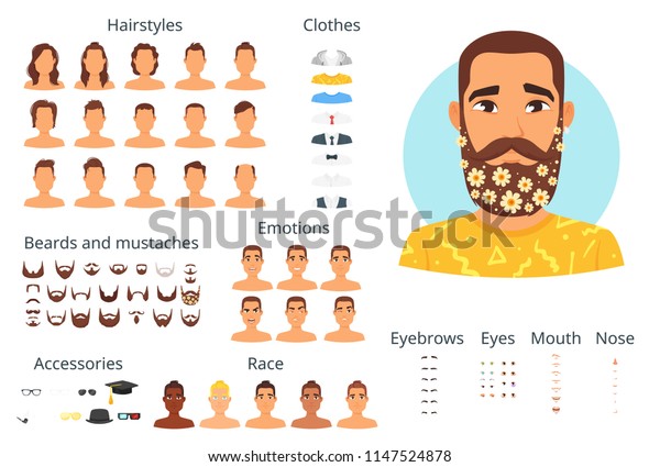 Vector Cartoon Style Man Avatar Different Stock Vector (Royalty Free ...