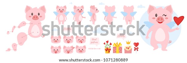 Vector Cartoon Style Pig Character Animation Stock Vector (Royalty Free ...