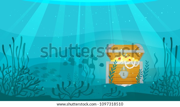 Vector Cartoon Style Underwater Background Sea Stock Vector (Royalty ...