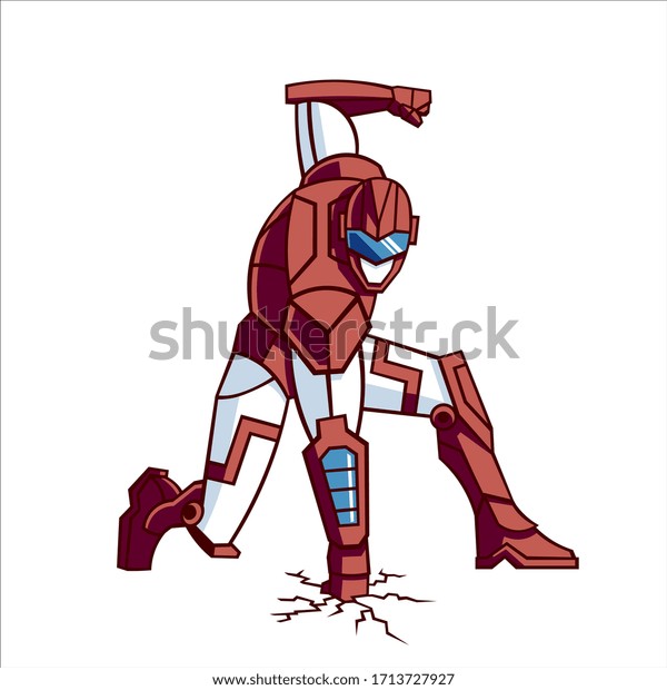 Vector Cartoon Superhero Cute Red Robot Stock Vector (Royalty Free ...