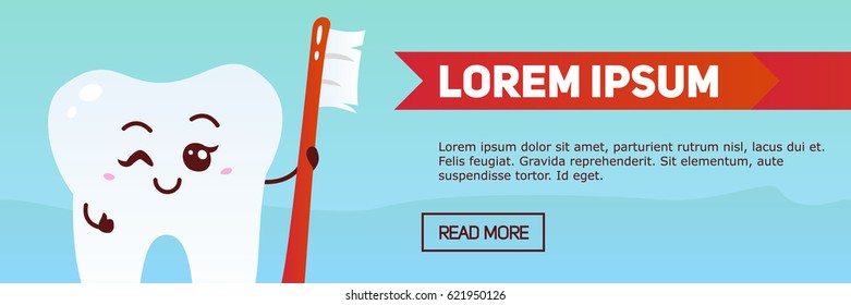Vector Cartoon Teeth Toothbrush Banner Stock Vector (Royalty Free ...