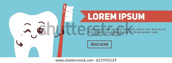 Vector Cartoon Teeth Toothbrush Banner Stock Vector (Royalty Free ...