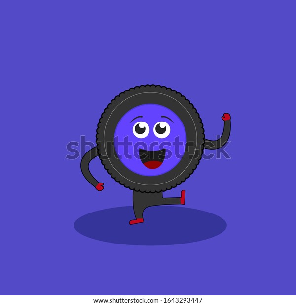 Vector Cartoon Tire Mascot Man Smile Stock Vector (Royalty Free ...