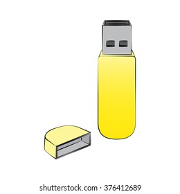 Vector Cartoon Usb On White Background Stock Vector (Royalty Free ...