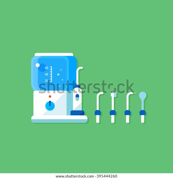 Vector Cartoon Water Flosser Teeth Brushing 스톡 벡터(로열티 프리) 395444260 ...